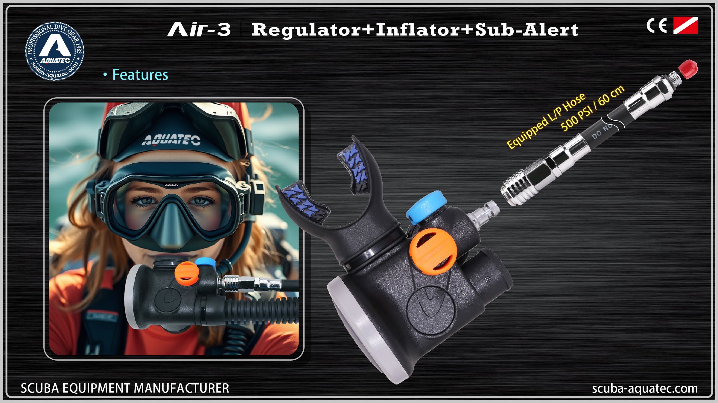 Scuba AIR-3 คอมบิเนชั่นอ็อกตอปัส | มาตรวัดดำน้ำ | ผู้ผลิตเข็มทิศใต้น้ำ ...